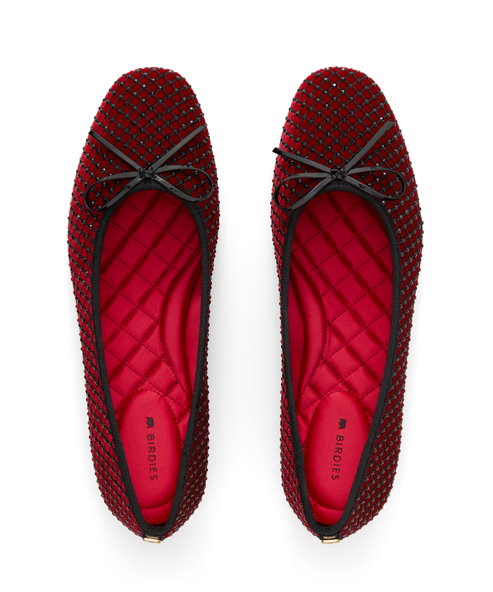 The Songbird | Red Velvet Crystal | Women's Ballet Flats | Birdies