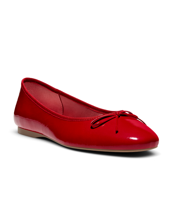 Red Leather Ballet Flats With Bow | Women's Ballet Flats | Birdies